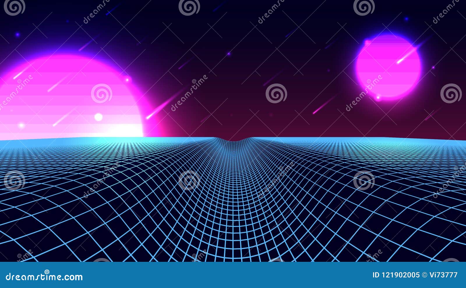Wireframe Background Landscape. 1980s Retro Wave Style. Sci-Fi ...