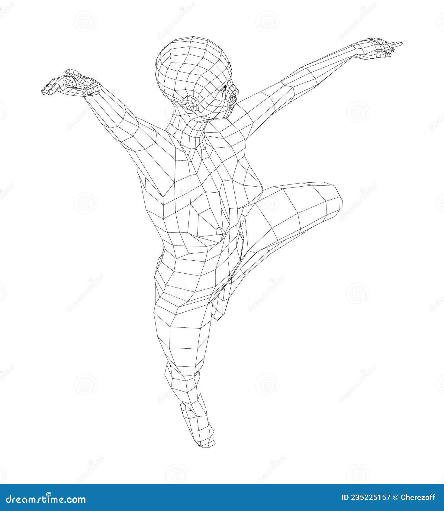 Wireframe Ballerina in Dance Pose Stock Illustration - Illustration of ...
