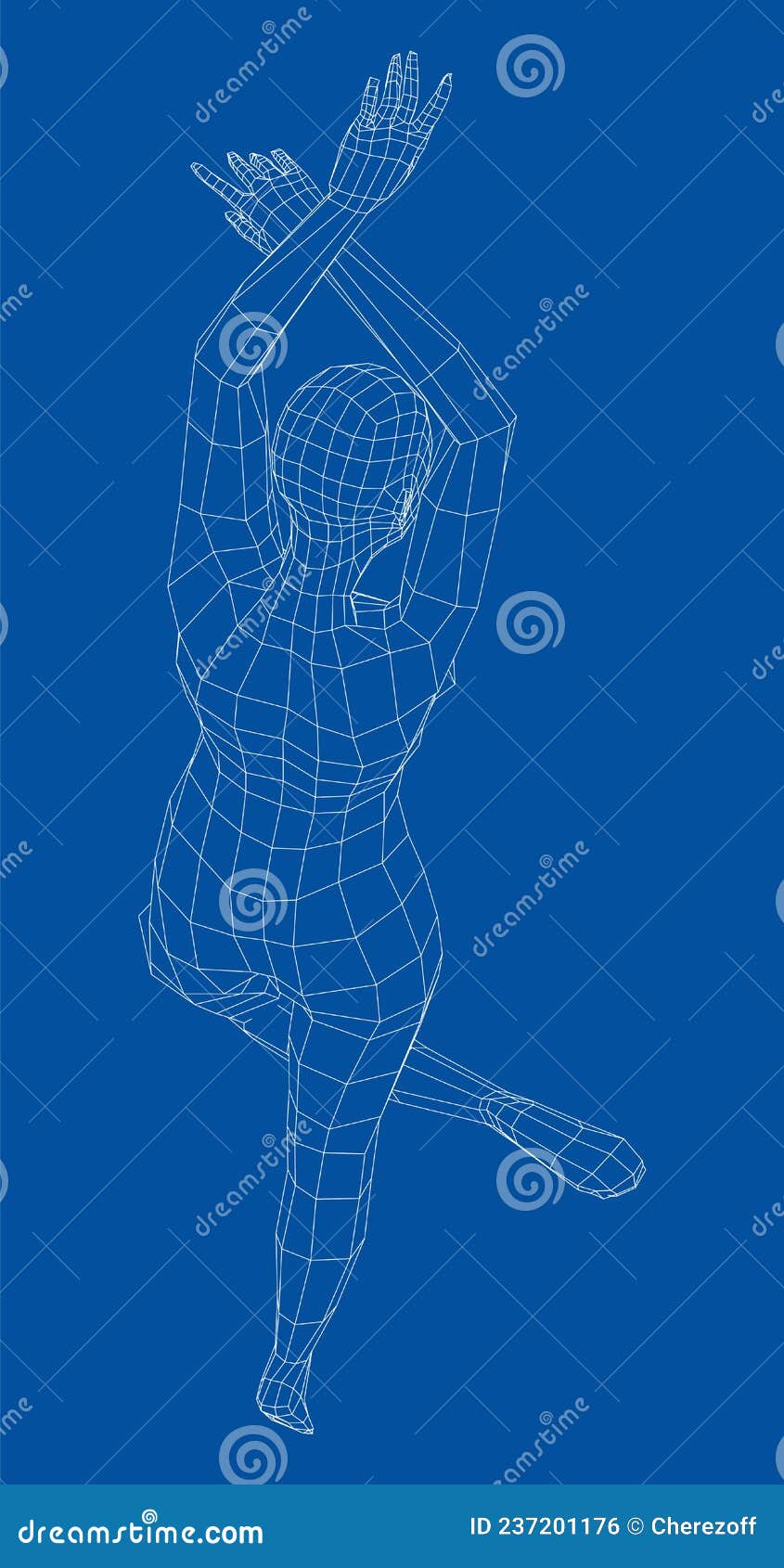 Wireframe Ballerina in Dance Pose Stock Illustration - Illustration of ...