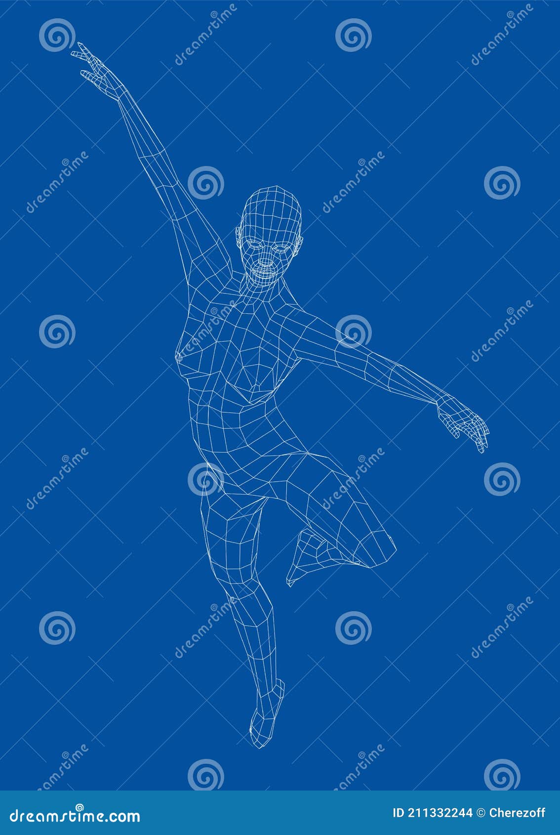 Wireframe Ballerina in Dance Pose. Vector Stock Vector - Illustration ...