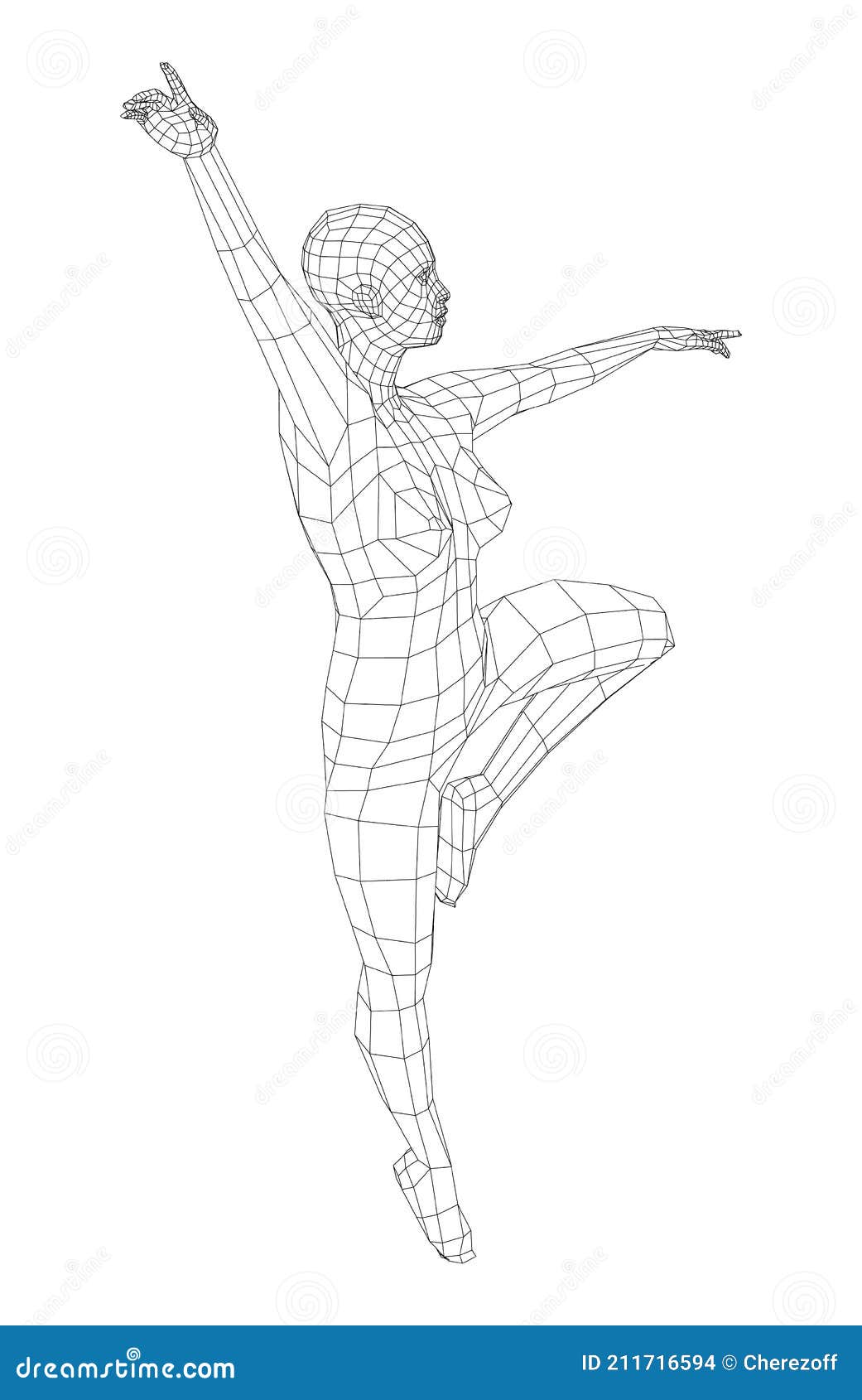 Wireframe Ballerina in Dance Pose. Vector Stock Vector - Illustration ...