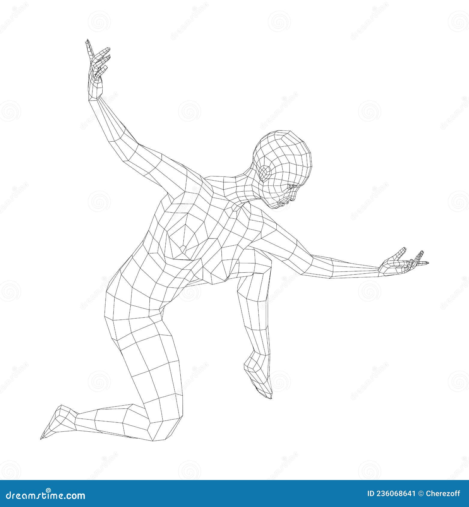Wireframe Ballerina in Dance Pose Stock Illustration - Illustration of ...