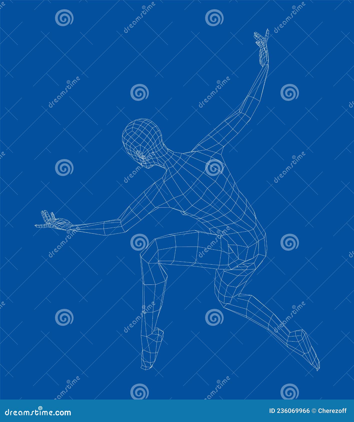 Wireframe Ballerina in Dance Pose Stock Illustration - Illustration of ...