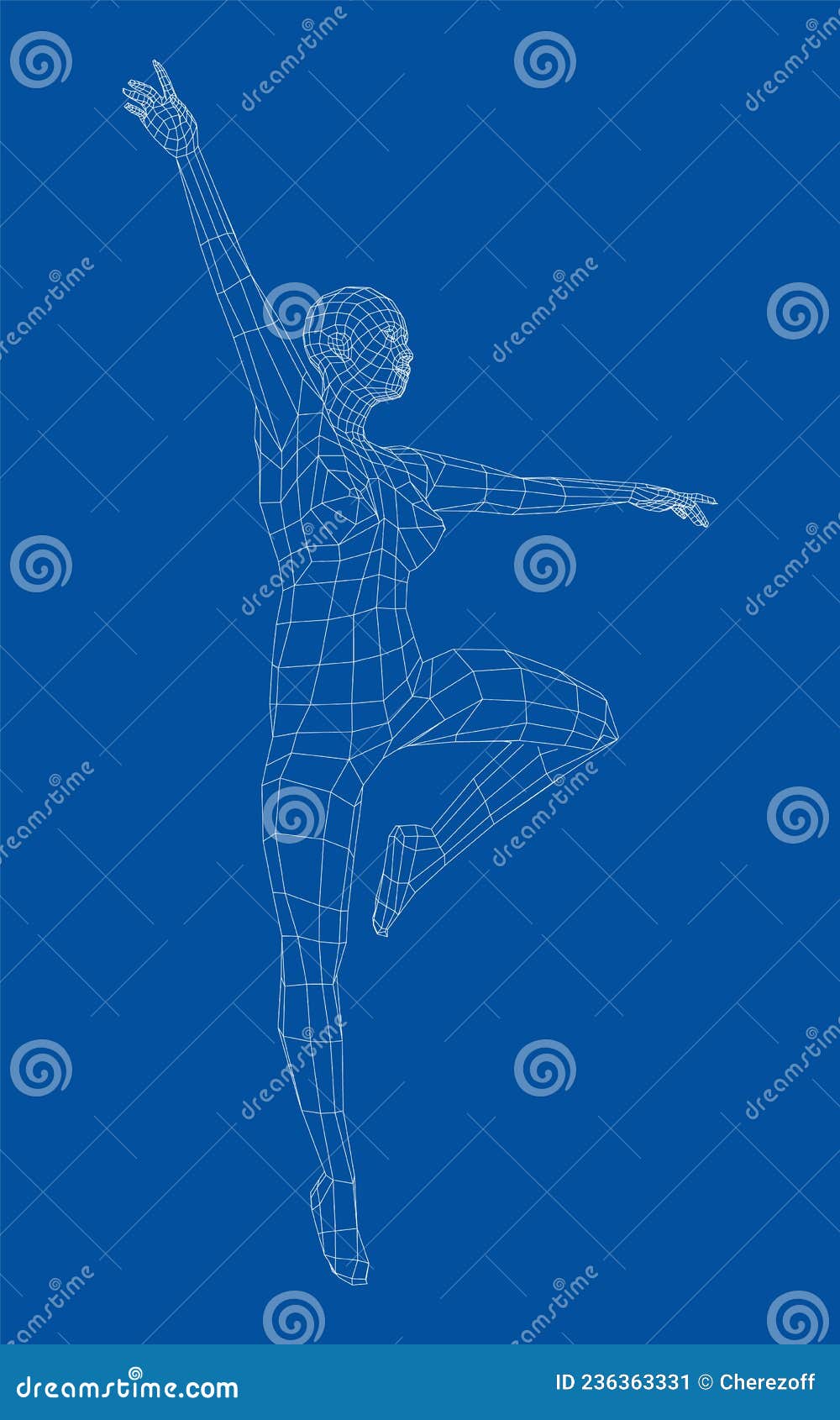 Wireframe Ballerina in Dance Pose Stock Illustration - Illustration of ...