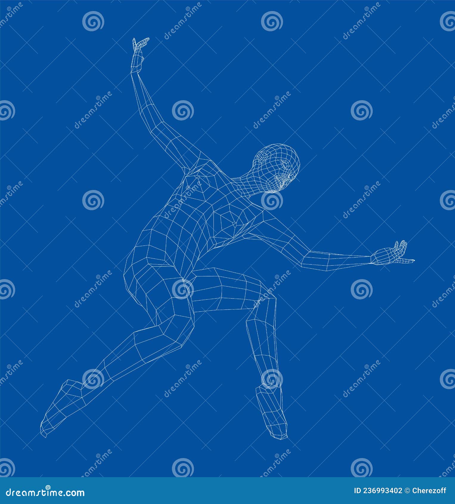 Wireframe Ballerina in Dance Pose Stock Illustration - Illustration of ...