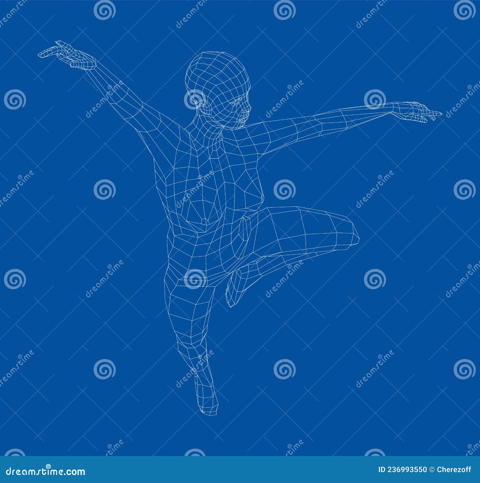 Wireframe Ballerina in Dance Pose Stock Illustration - Illustration of ...