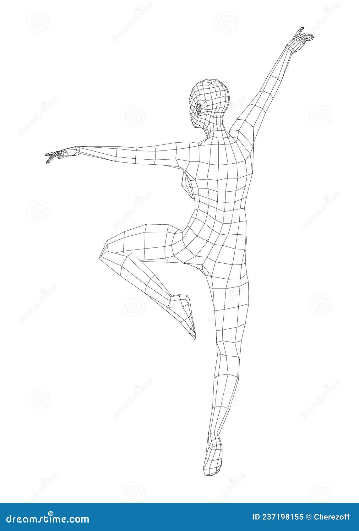 Wireframe Ballerina in Dance Pose Stock Illustration - Illustration of ...