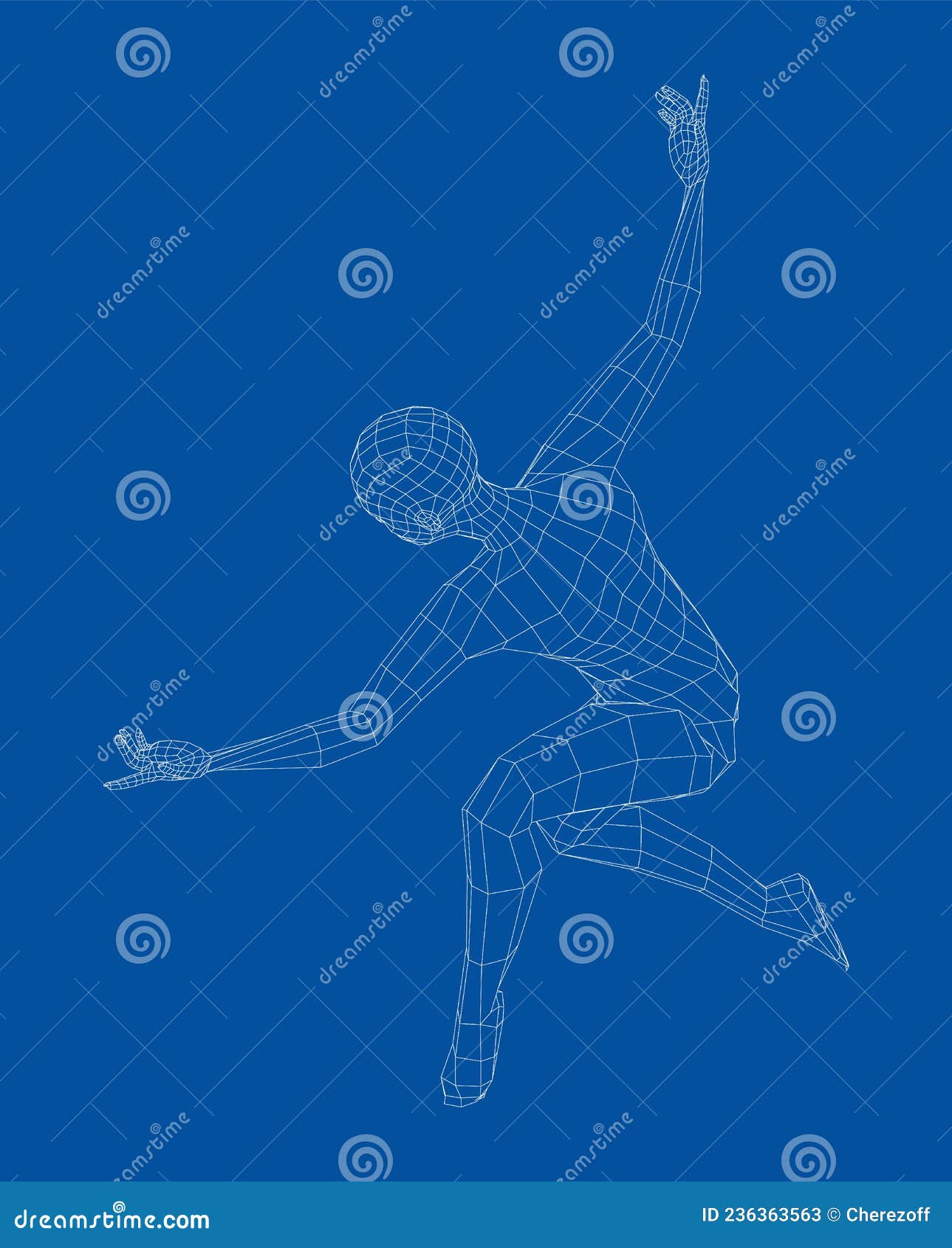Wireframe Ballerina in Dance Pose Stock Illustration - Illustration of ...