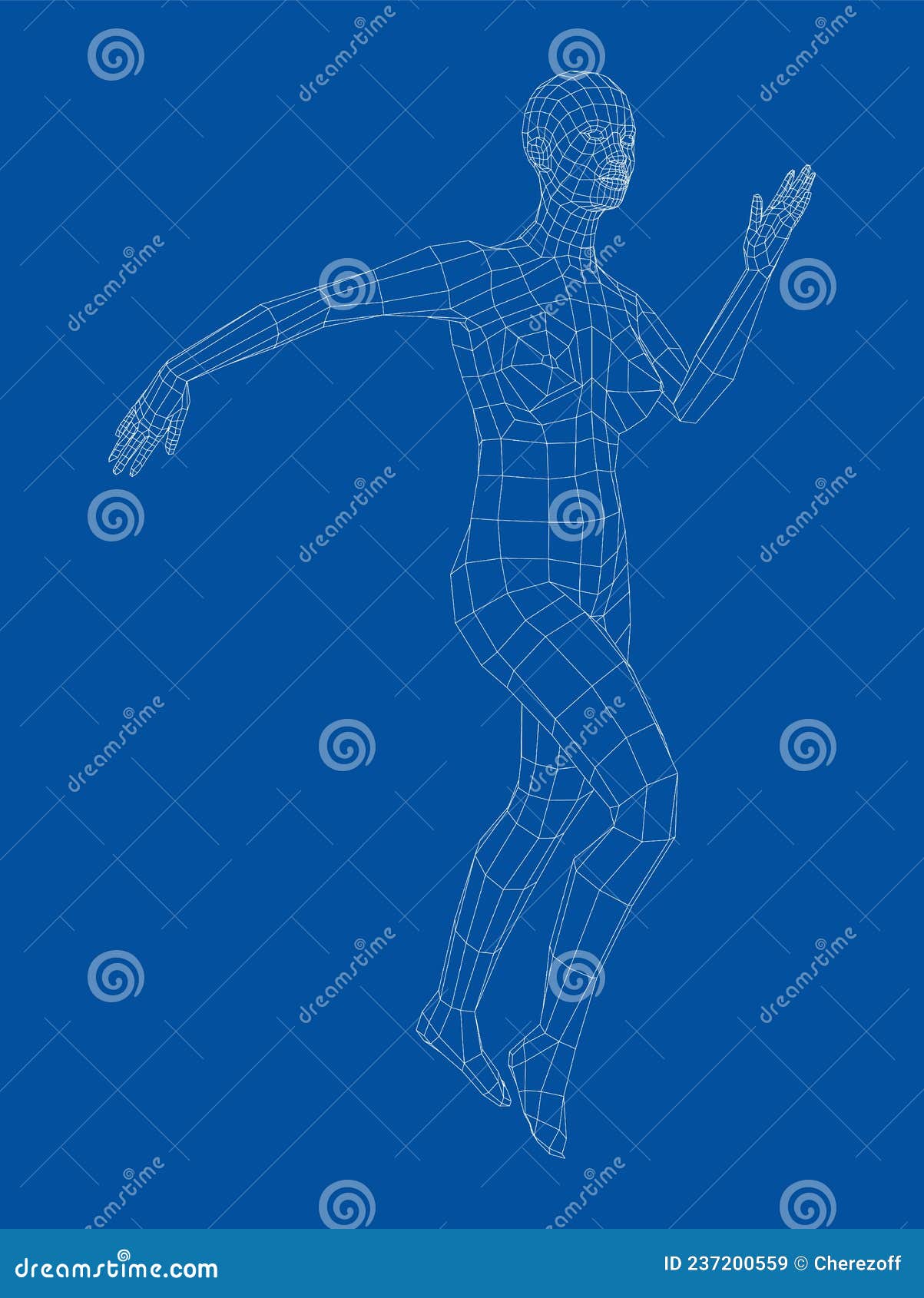 Wireframe Ballerina in Dance Pose Stock Illustration - Illustration of ...