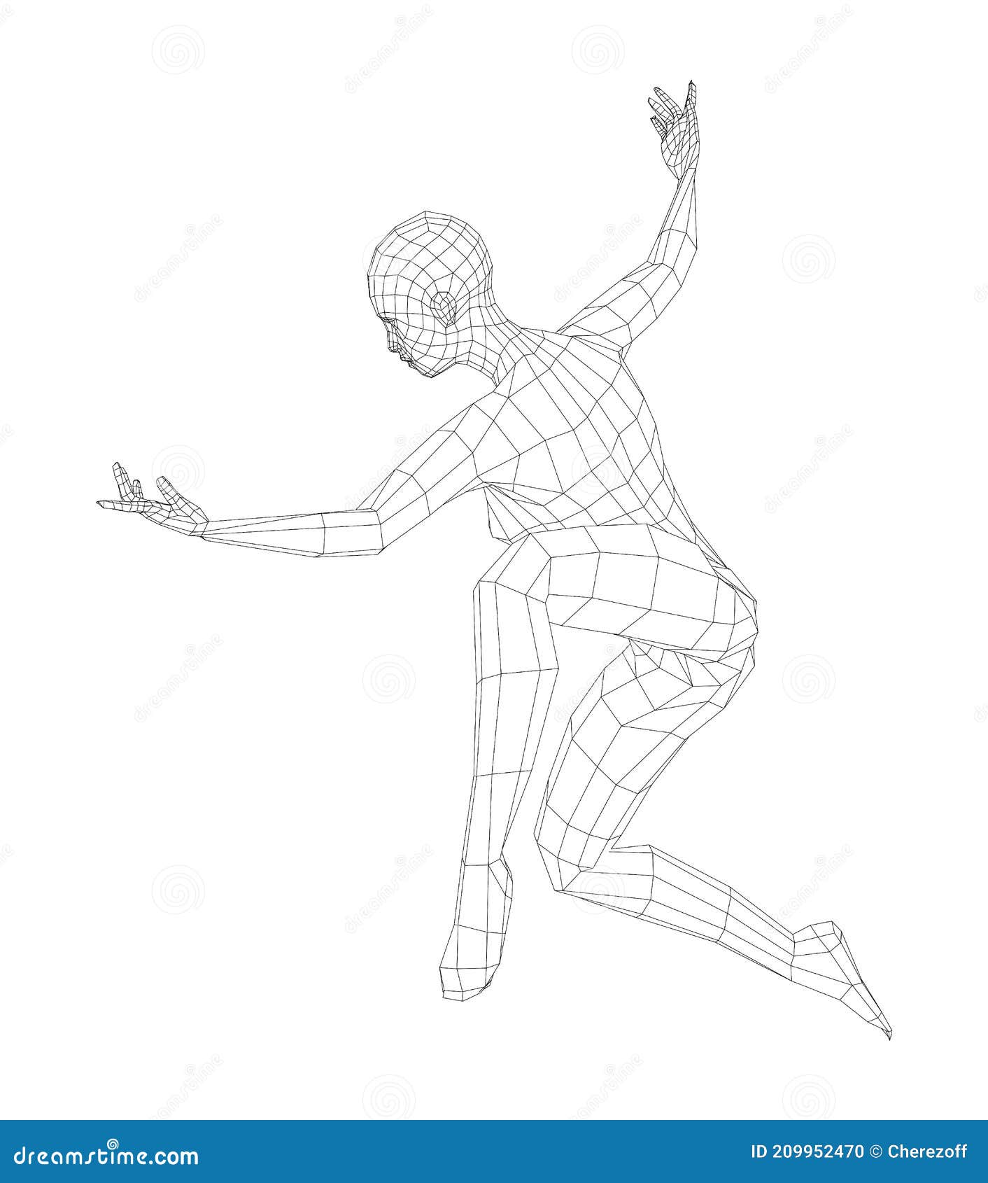 Wireframe Ballerina in Dance Pose. Vector Stock Vector - Illustration ...