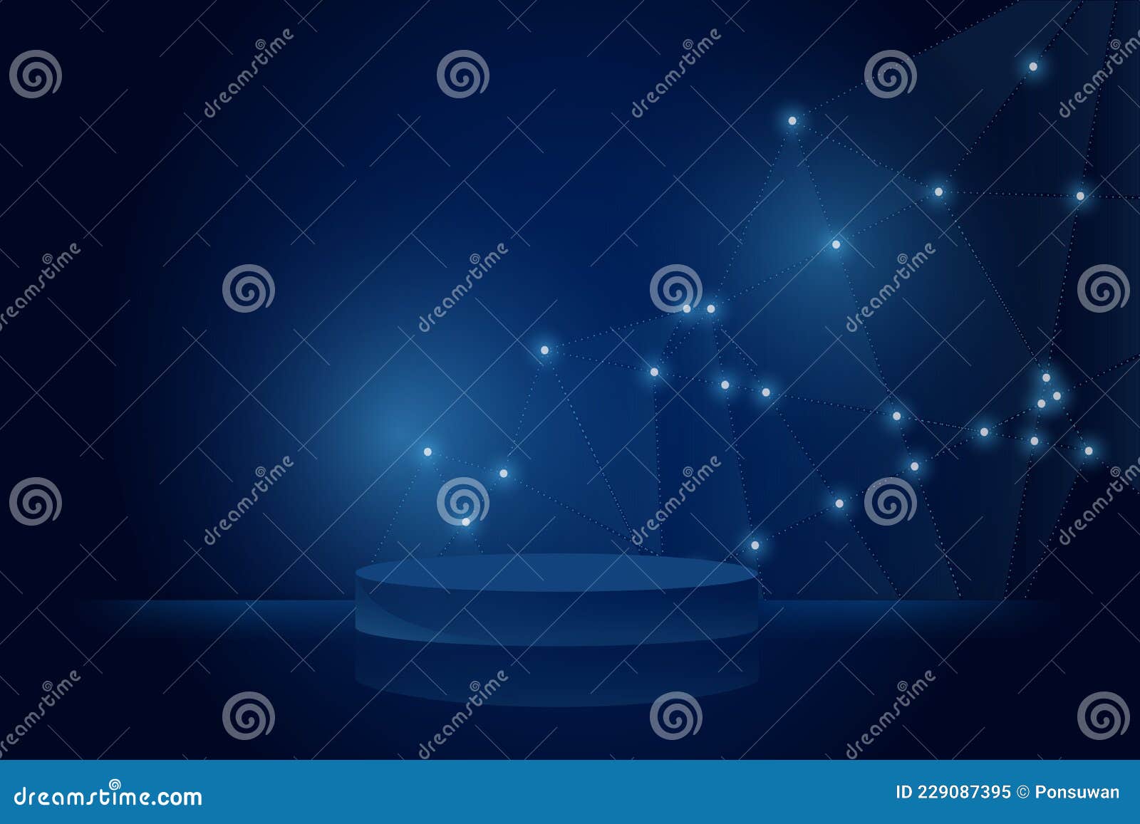 Wireframe Blue Background Dot Geometry Concept Design.Vector ...