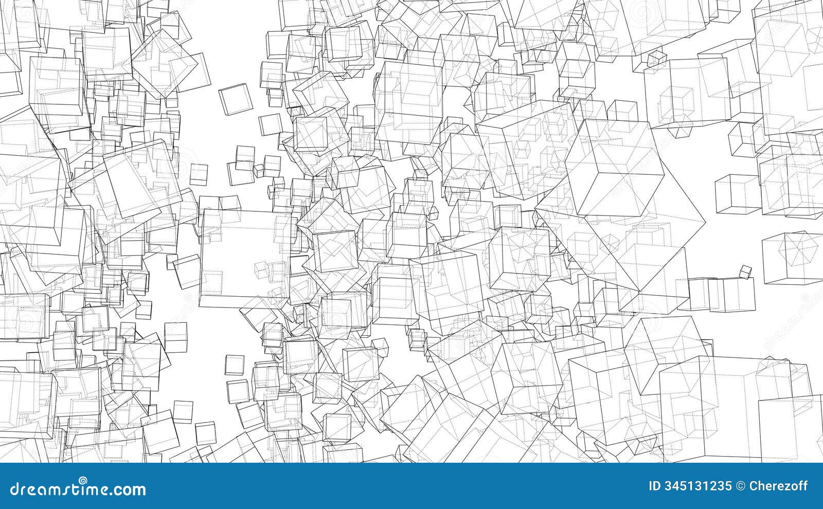 Wireframe Boxes. Sketch Style Stock Illustration - Illustration of ...