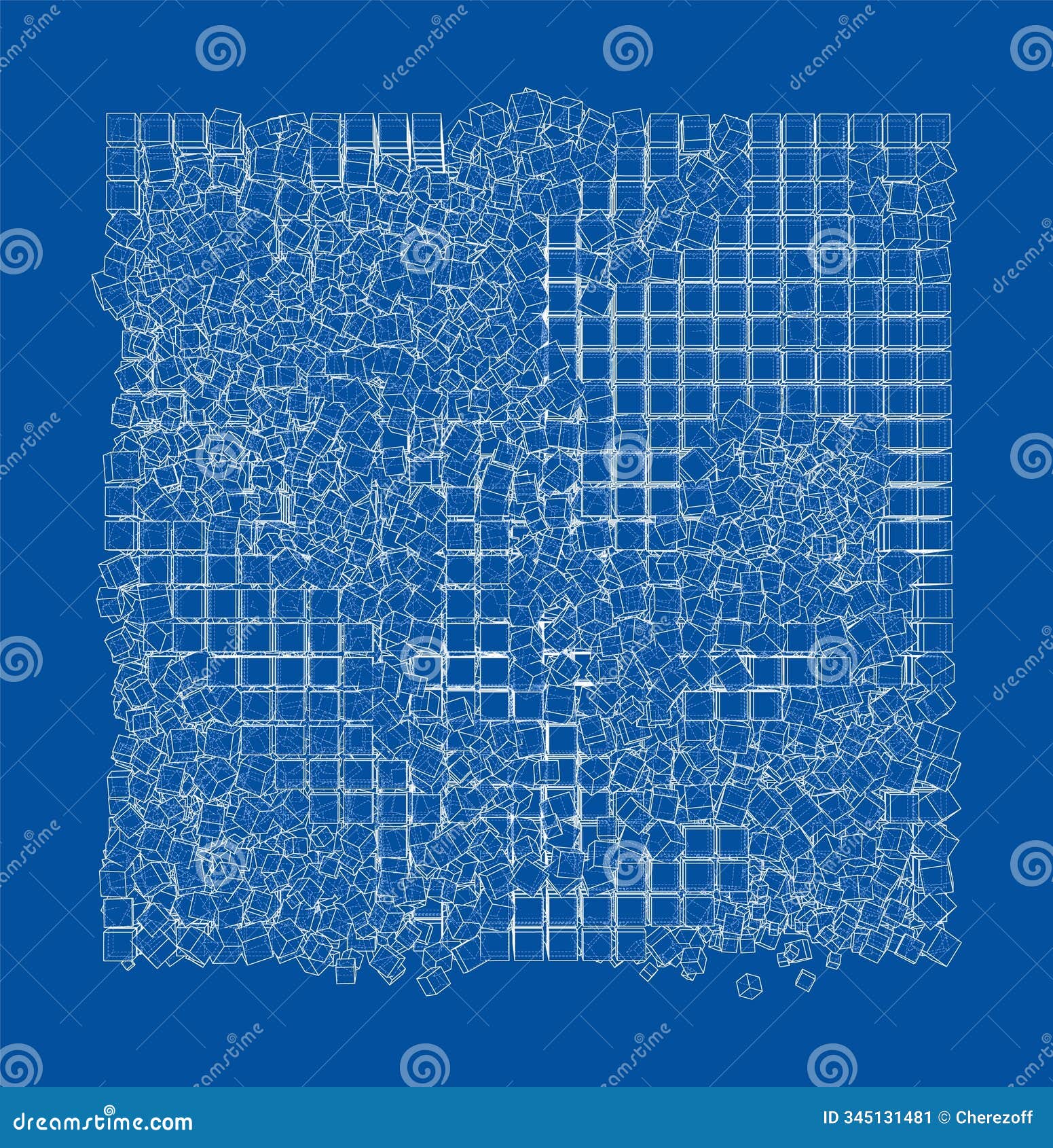 Wireframe Boxes. Sketch Style Stock Illustration - Illustration of ...