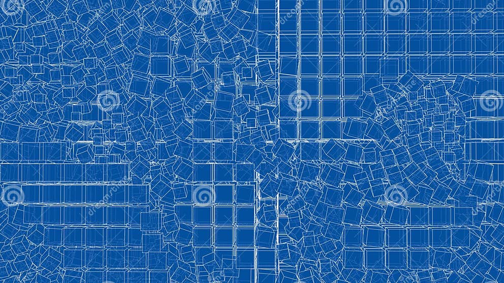 Wireframe Boxes. Sketch Style Stock Illustration - Illustration of ...