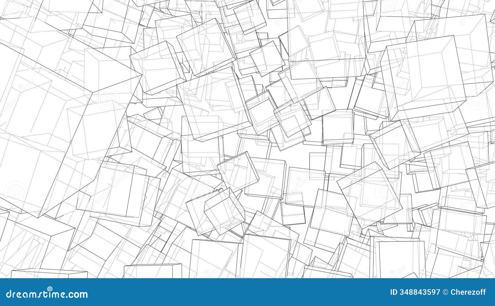 Wireframe Boxes. Sketch Style Stock Illustration - Illustration of ...