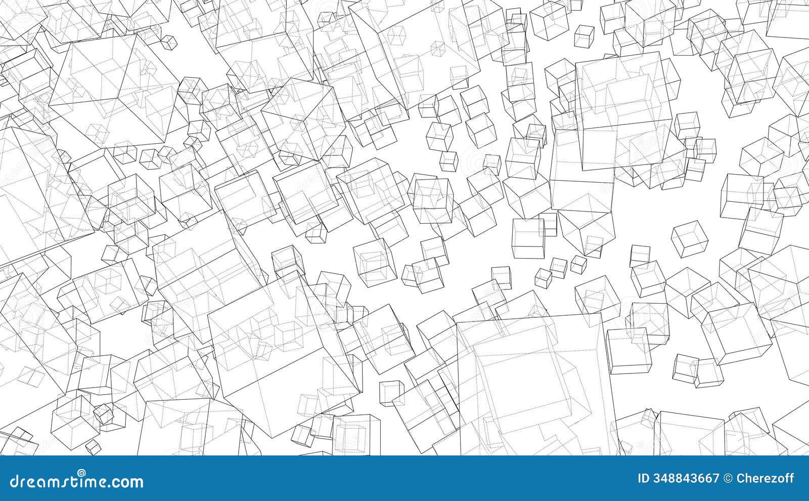 Wireframe Boxes. Sketch Style Stock Illustration - Illustration of ...