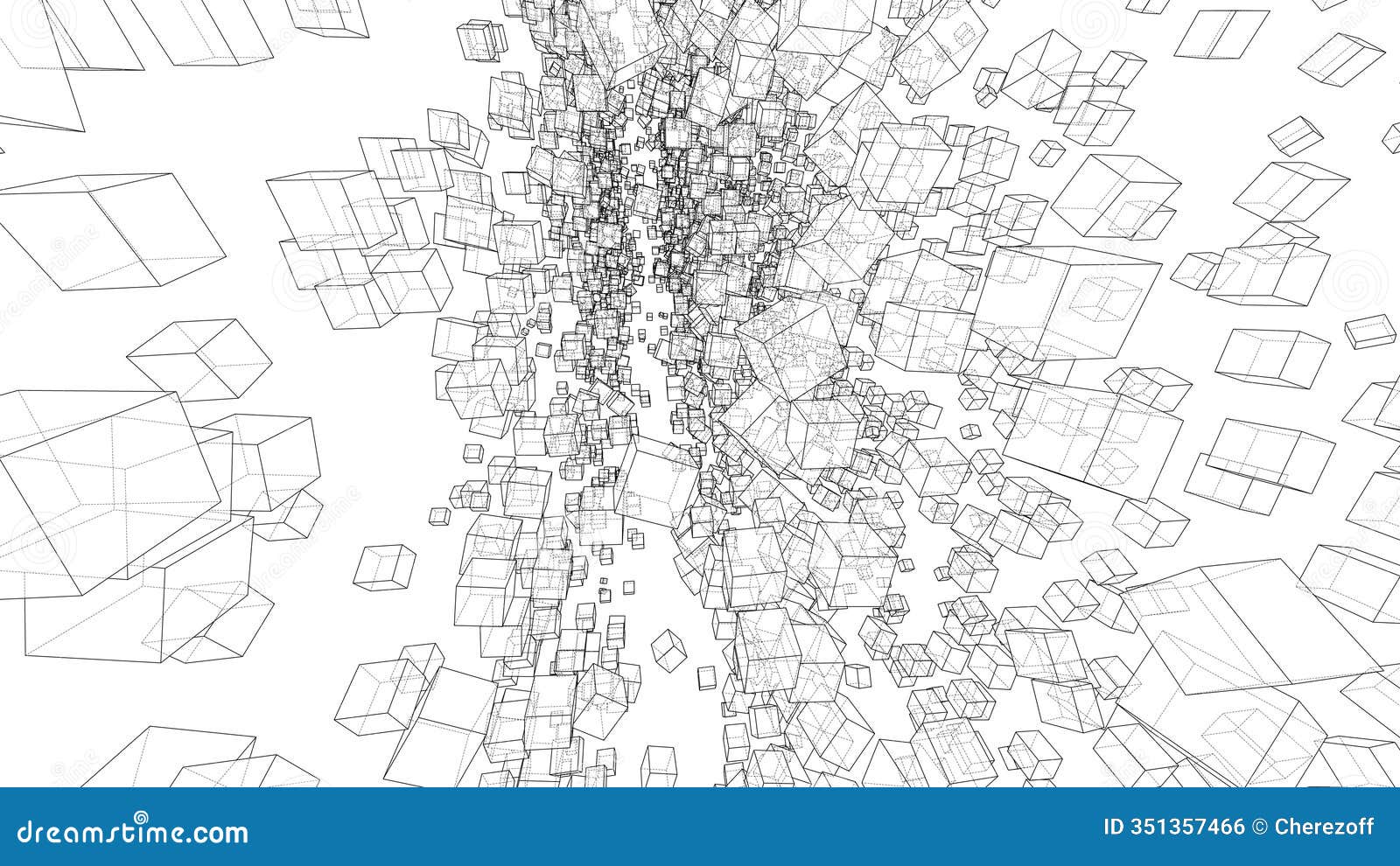 Wireframe Boxes. Sketch Style Stock Illustration - Illustration of ...