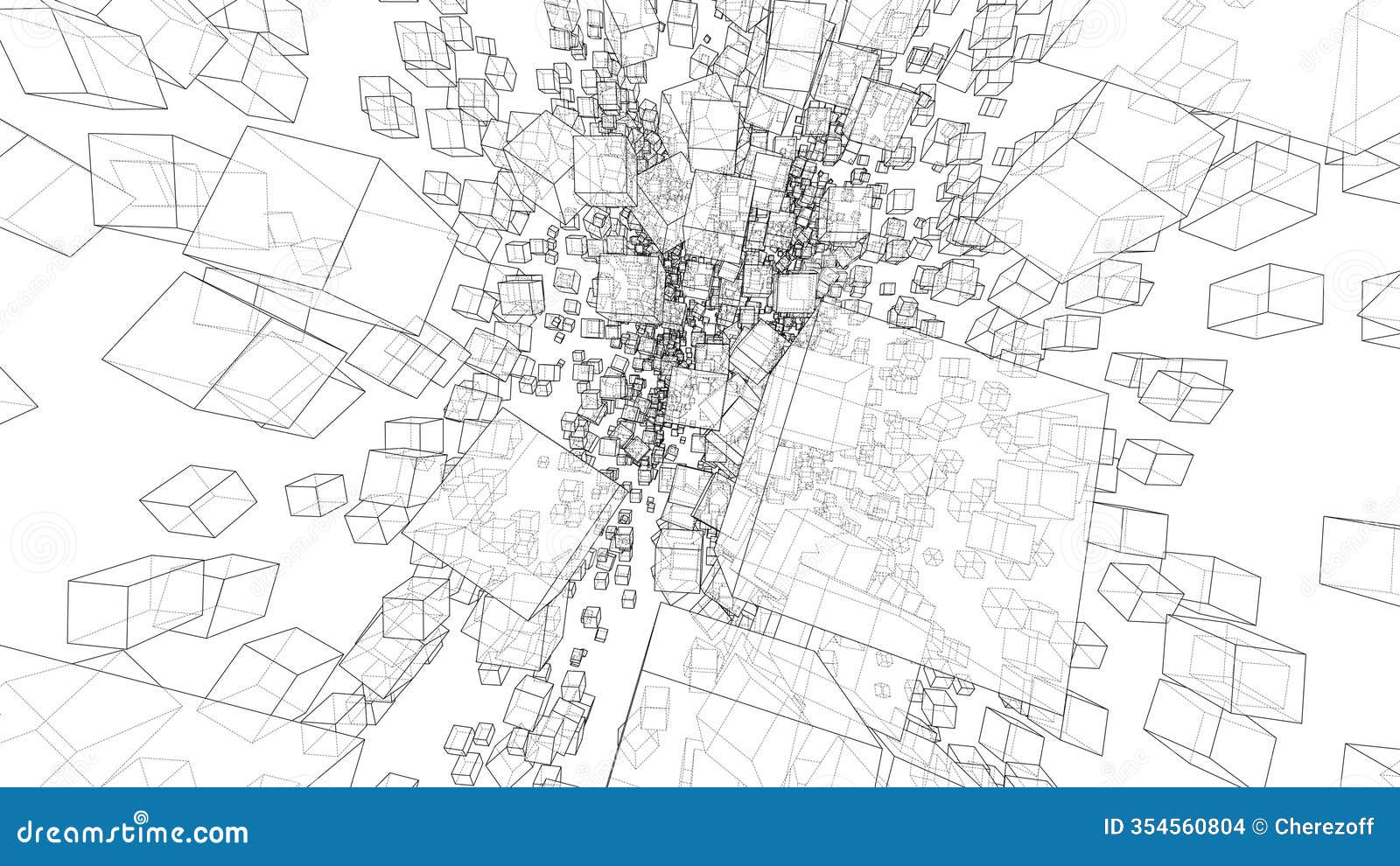 Wireframe Boxes. Sketch Style Stock Illustration - Illustration of ...
