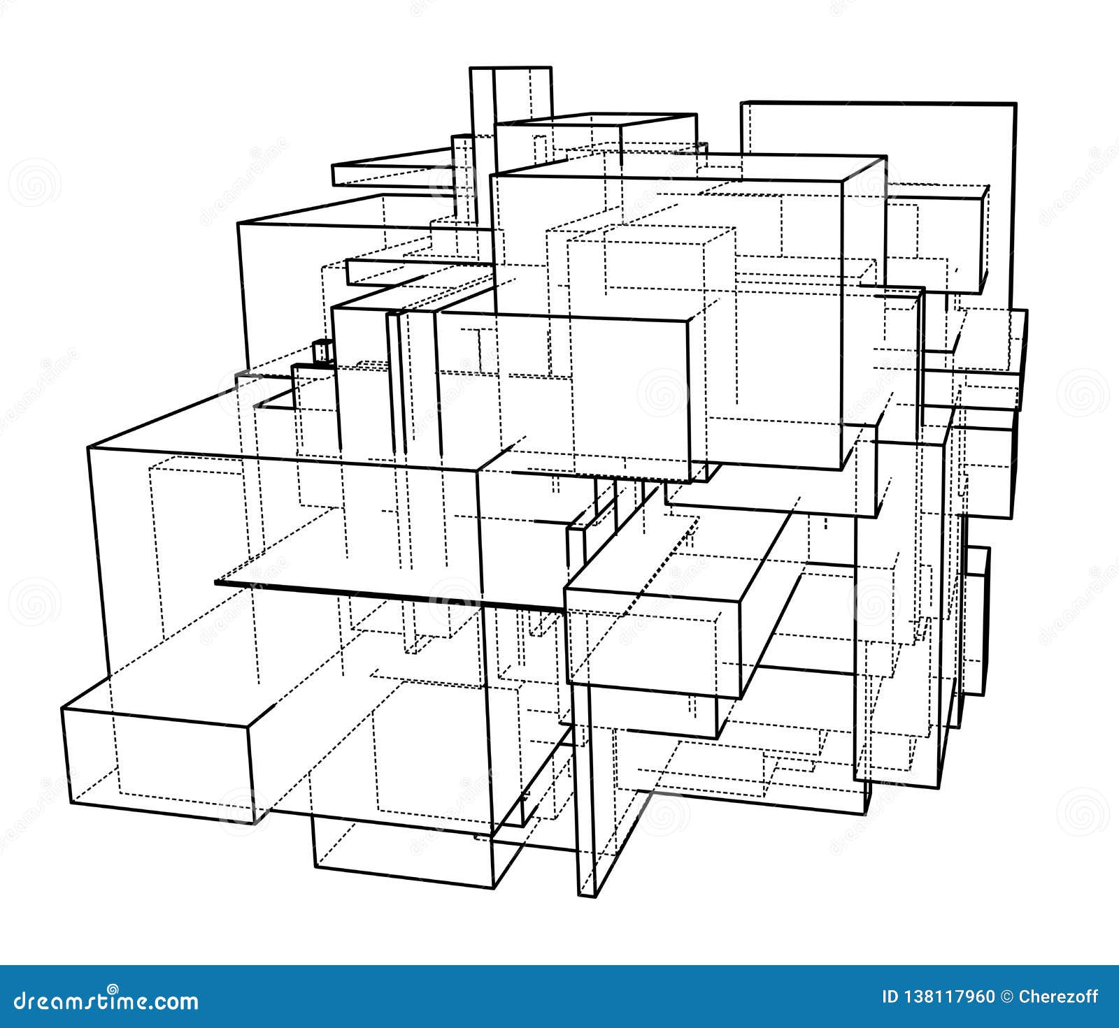 Wireframe Boxes. Sketch Style Stock Vector - Illustration of mesh, form ...