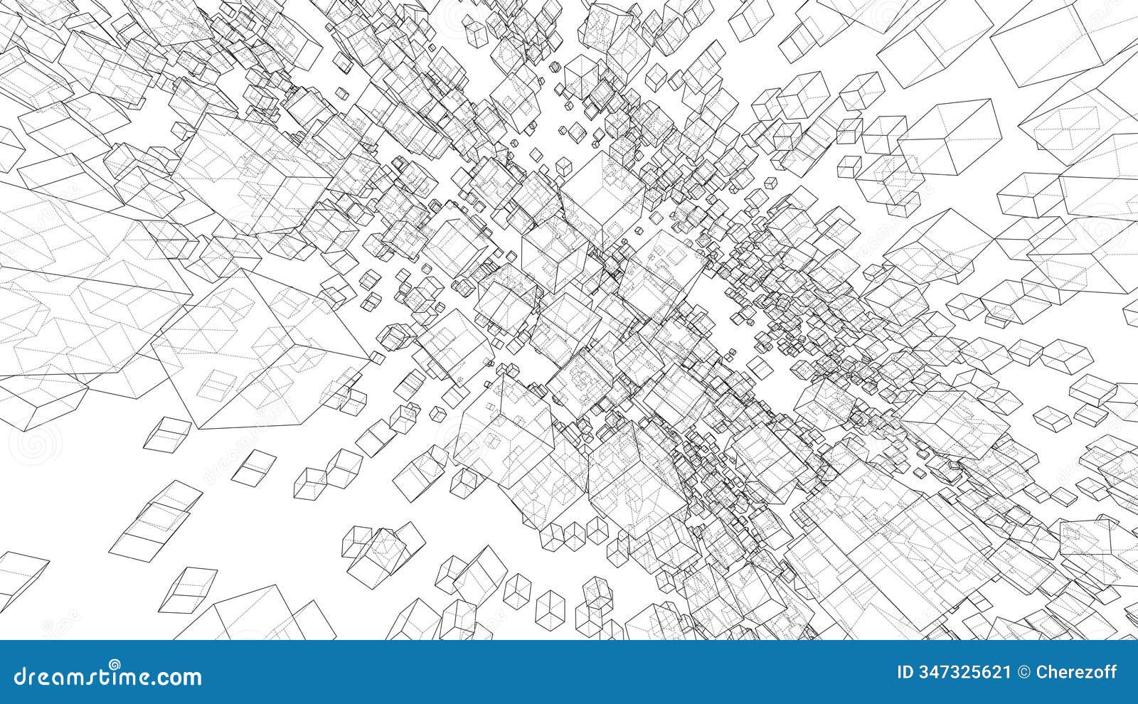 Wireframe Boxes. Sketch Style Stock Illustration - Illustration of ...