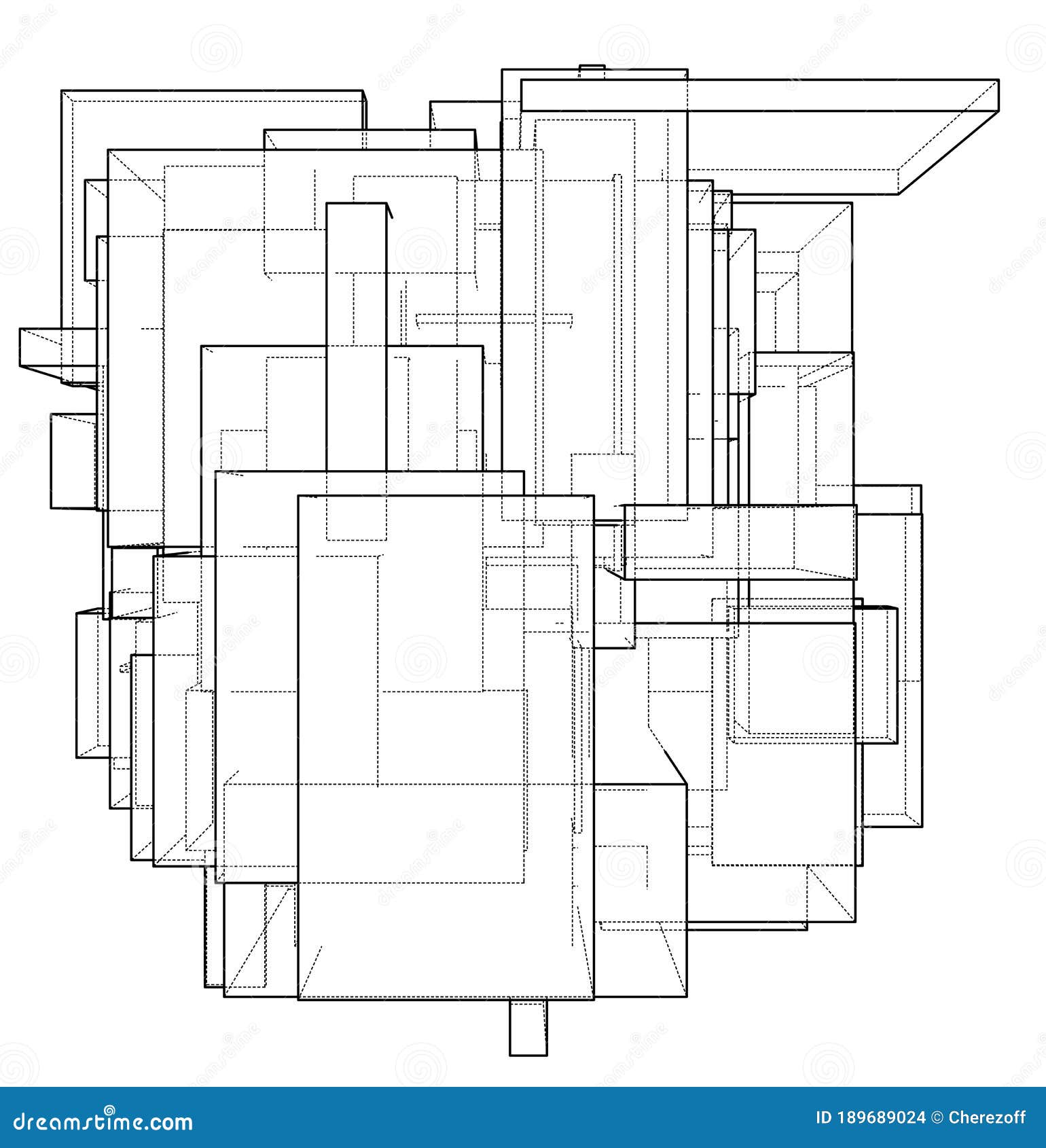 Wireframe Boxes. Sketch Style Stock Illustration - Illustration of ...