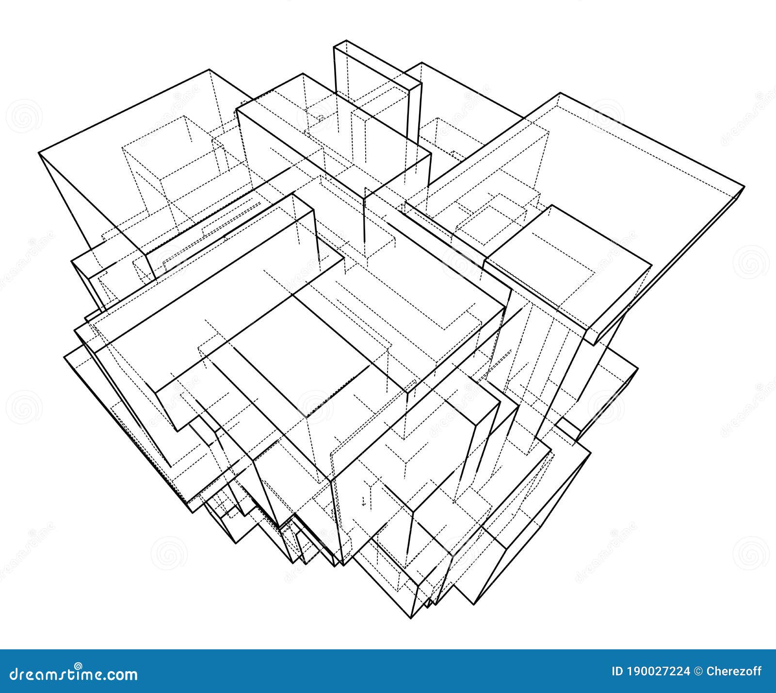 Wireframe Boxes. Sketch Style Stock Illustration - Illustration of ...