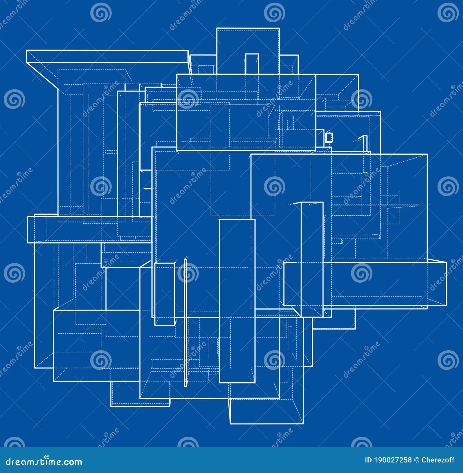 Wireframe Boxes. Sketch Style Stock Illustration - Illustration of ...
