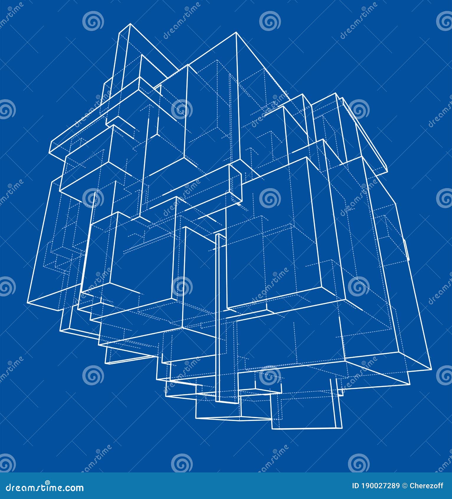 Wireframe Boxes. Sketch Style Stock Illustration - Illustration of ...