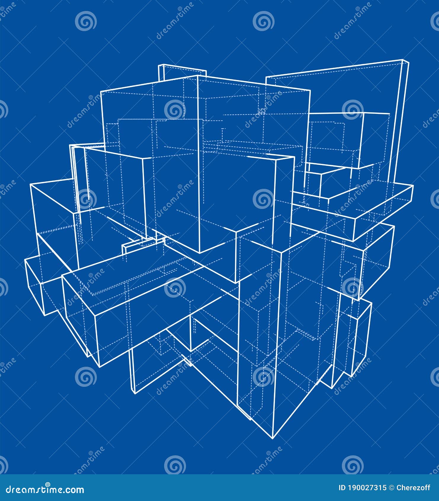 Wireframe Boxes. Sketch Style Stock Illustration - Illustration of ...