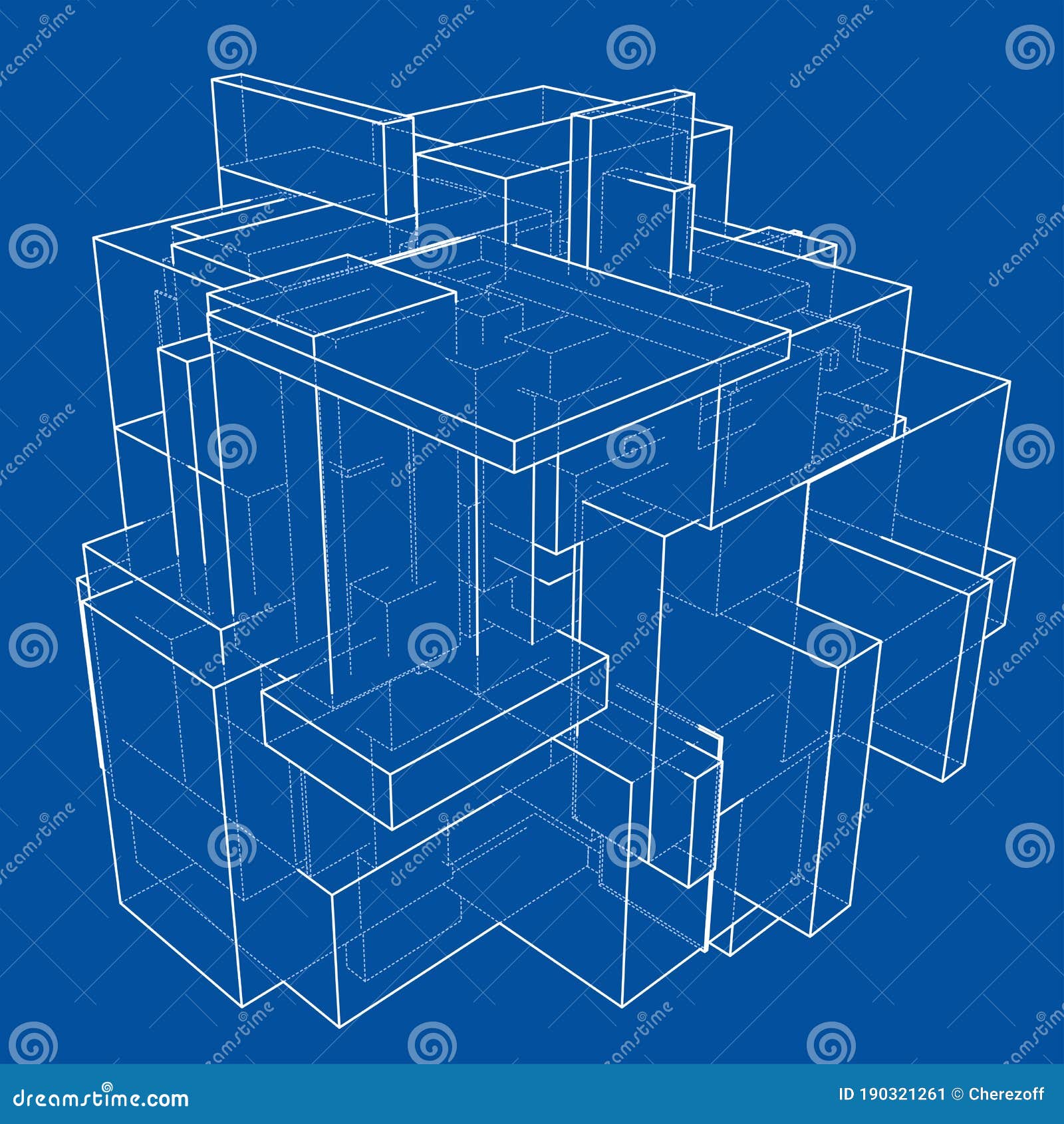 Wireframe Boxes. Sketch Style Stock Illustration - Illustration of ...