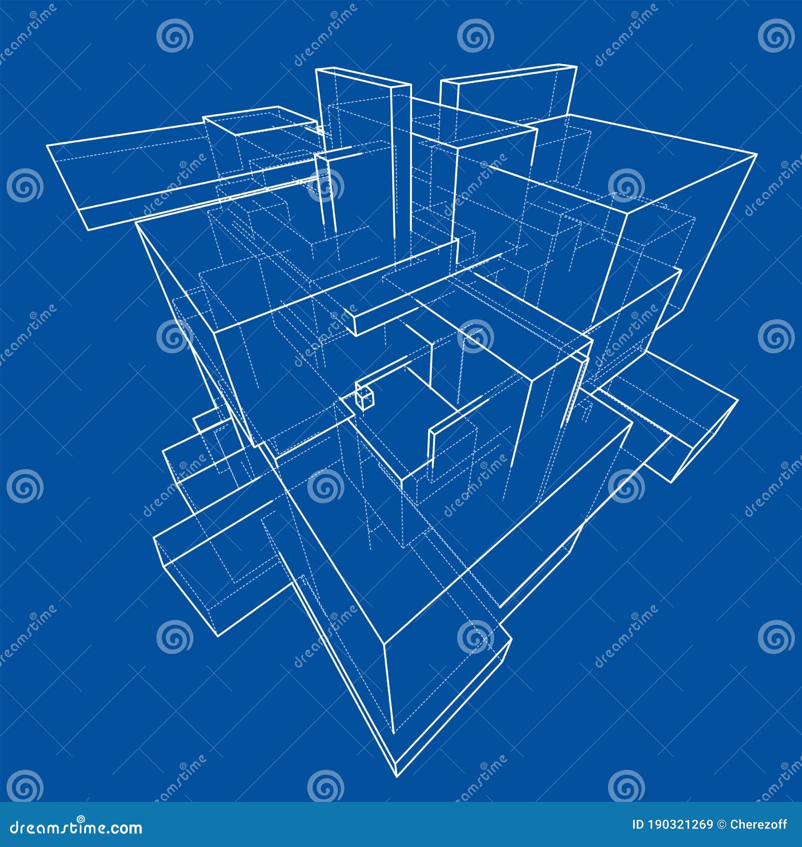 Wireframe Boxes. Sketch Style Stock Illustration - Illustration of ...