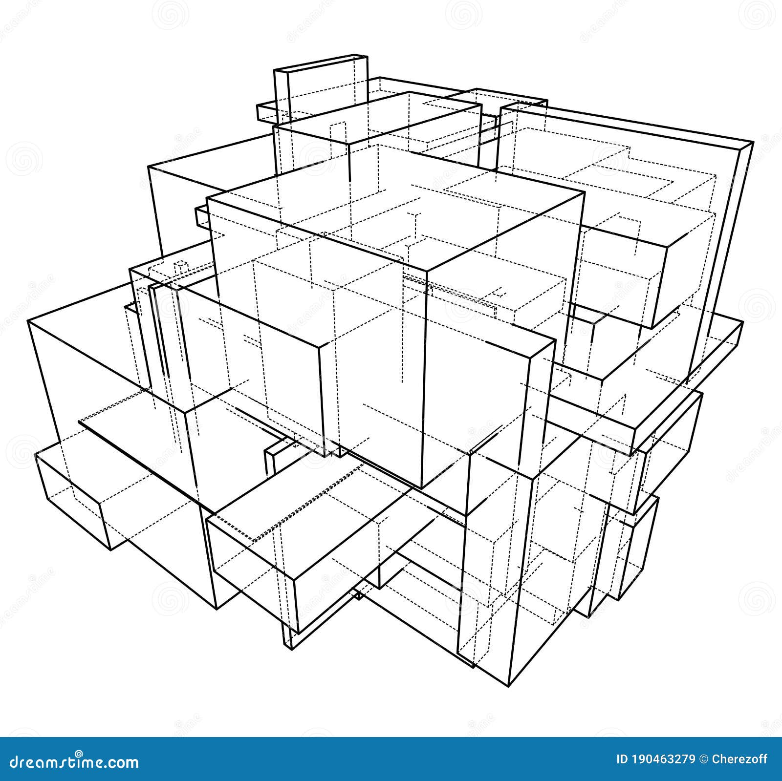 Wireframe Boxes. Sketch Style Stock Illustration - Illustration of ...