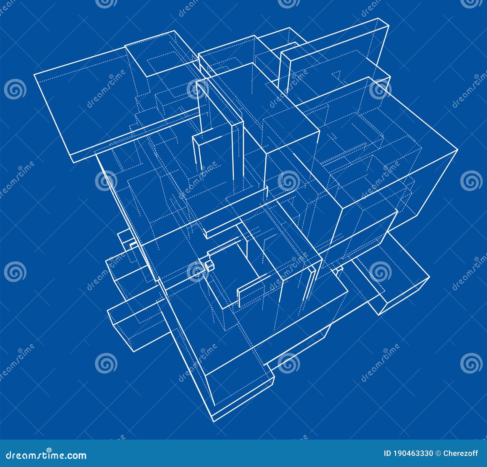 Wireframe Boxes. Sketch Style Stock Illustration - Illustration of cube ...