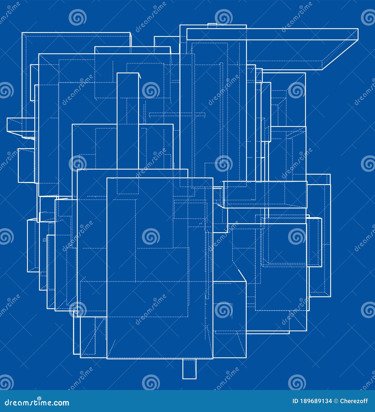 Wireframe Boxes. Sketch Style Stock Illustration - Illustration of ...