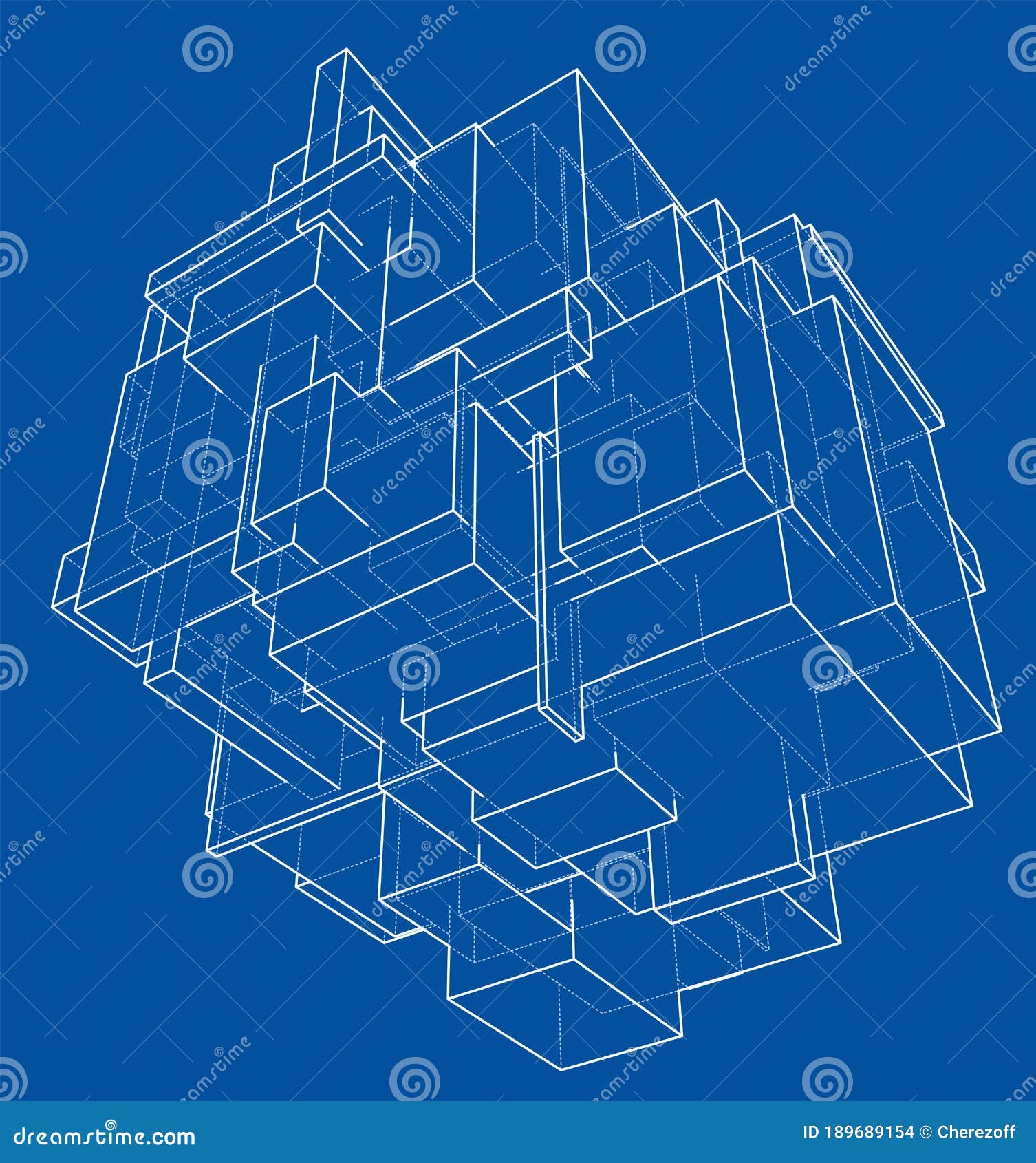 Wireframe Boxes. Sketch Style Stock Illustration - Illustration of icon ...