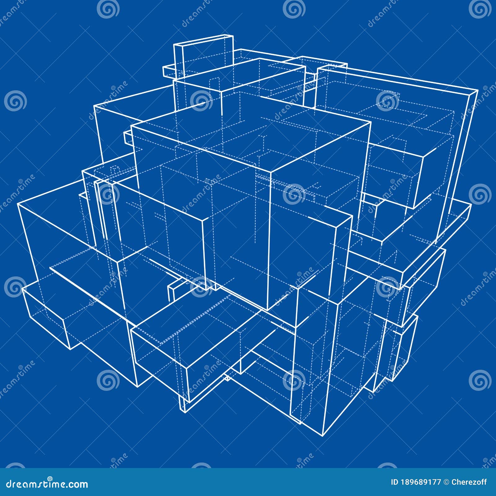 Wireframe Boxes. Sketch Style Stock Illustration - Illustration of ...