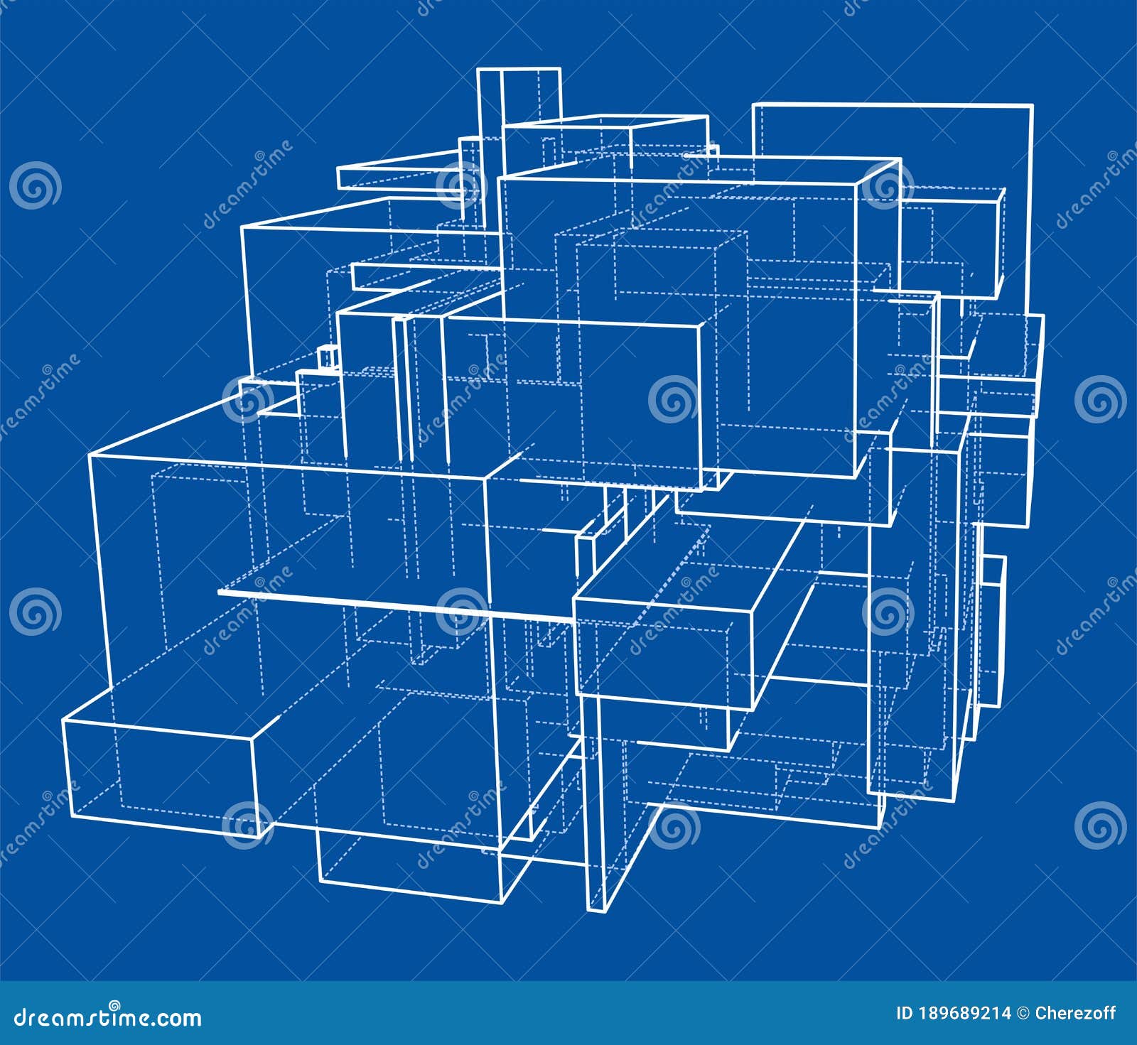 Wireframe Boxes. Sketch Style Stock Illustration - Illustration of form ...