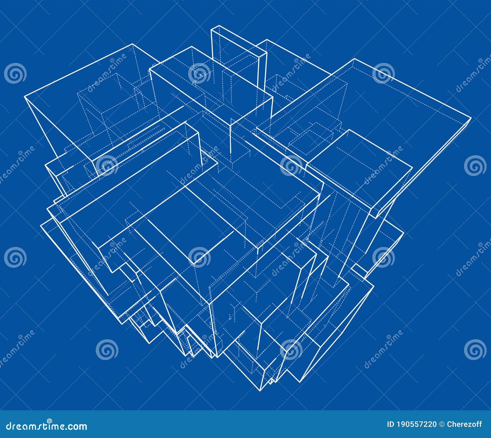 Wireframe Boxes. Sketch Style Stock Illustration - Illustration of mesh ...