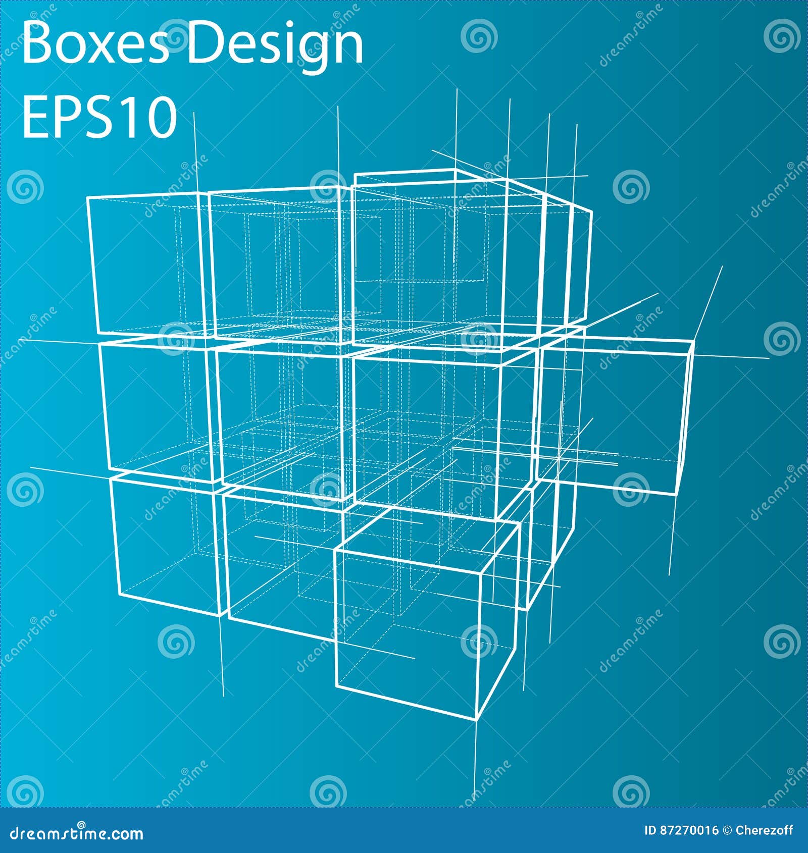 Wireframe Boxes. Vector Illustration EPS10 Stock Vector - Illustration ...