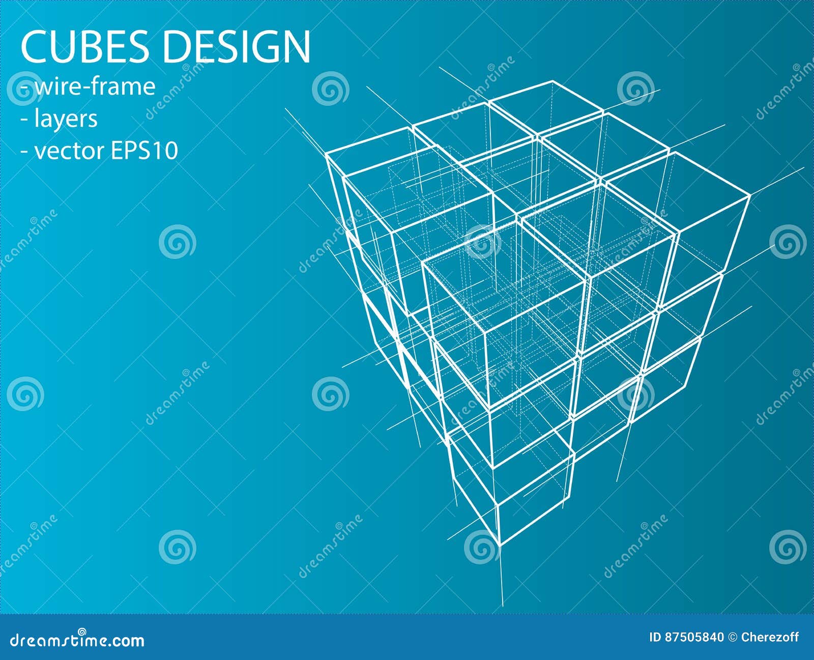 Wireframe Boxes. Vector Illustration EPS10 Stock Vector - Illustration ...