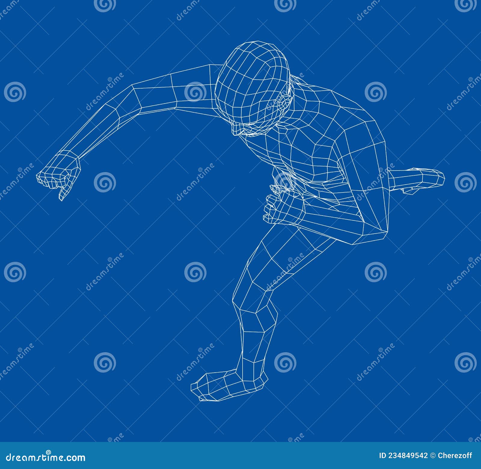 Wireframe Boxing Man. 3d Illustration Stock Illustration - Illustration ...
