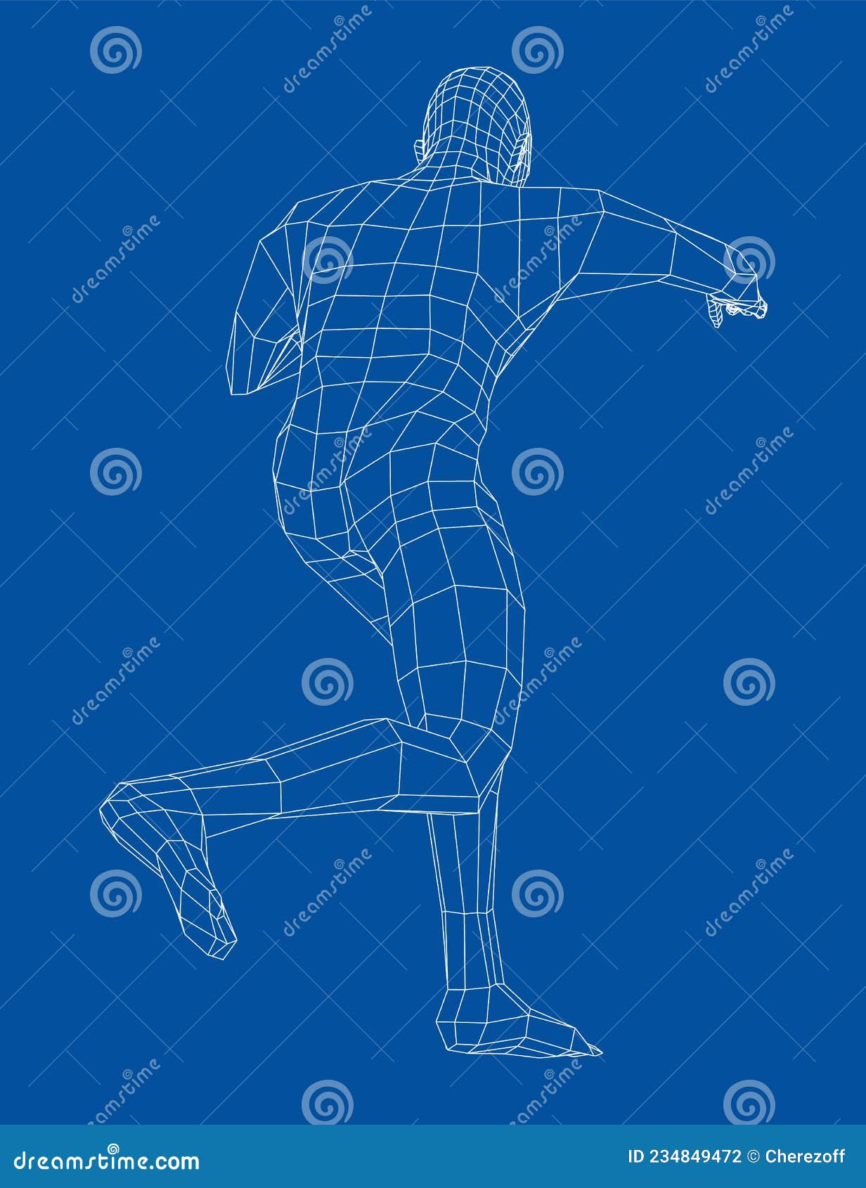 Wireframe Boxing Man. 3d Illustration Stock Illustration - Illustration ...