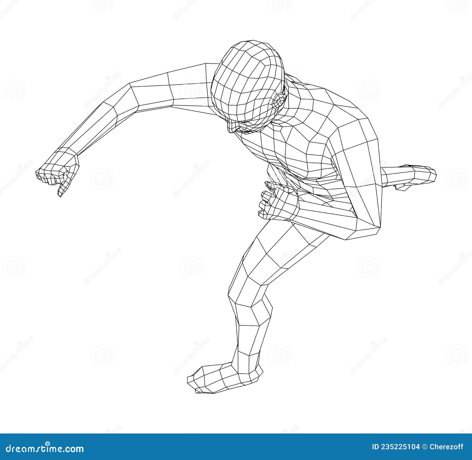 Wireframe Boxing Man. 3d Illustration Stock Illustration - Illustration ...
