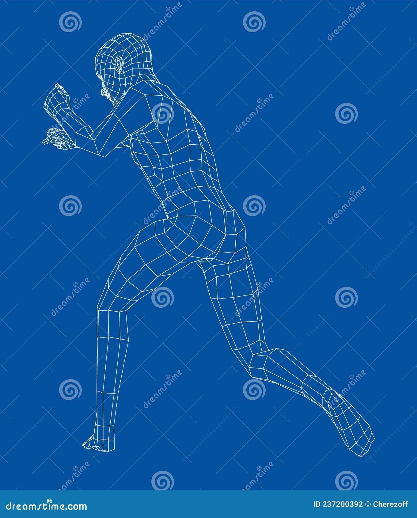 Wireframe Boxing Man. 3d Illustration Stock Illustration - Illustration ...
