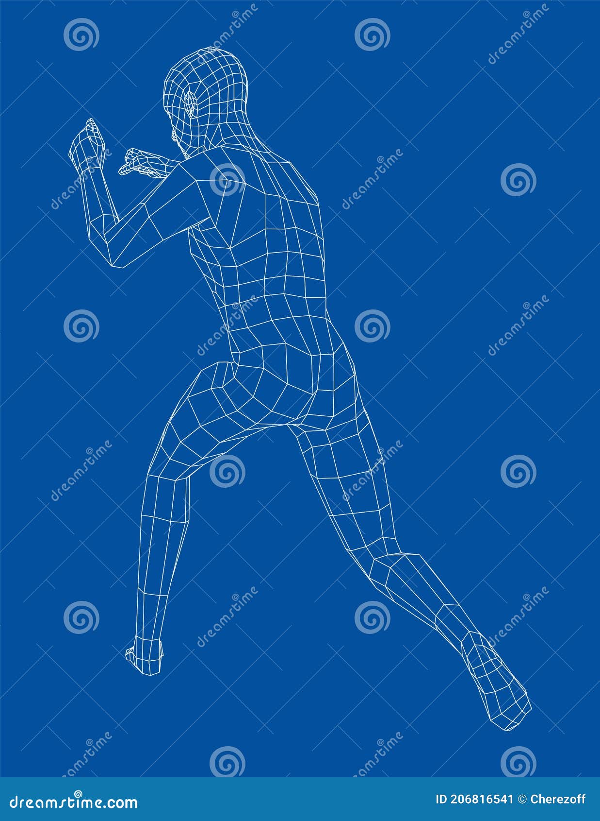 Wireframe Boxing Man. Vector Stock Illustration - Illustration of ...