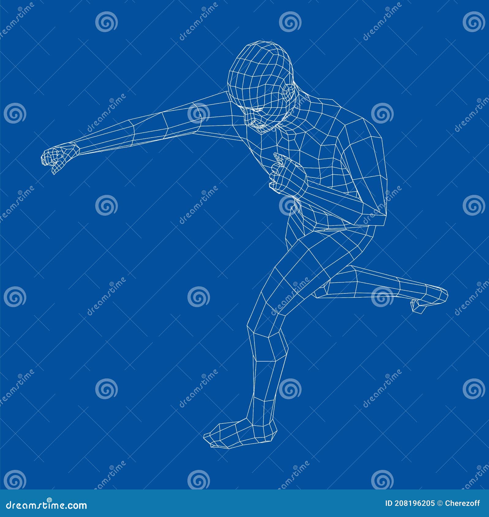 Wireframe Boxing Man. Vector Stock Vector - Illustration of active ...