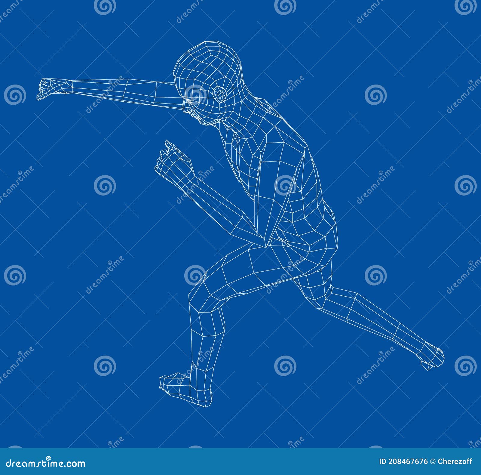 Wireframe Boxing Man. Vector Stock Vector - Illustration of background ...