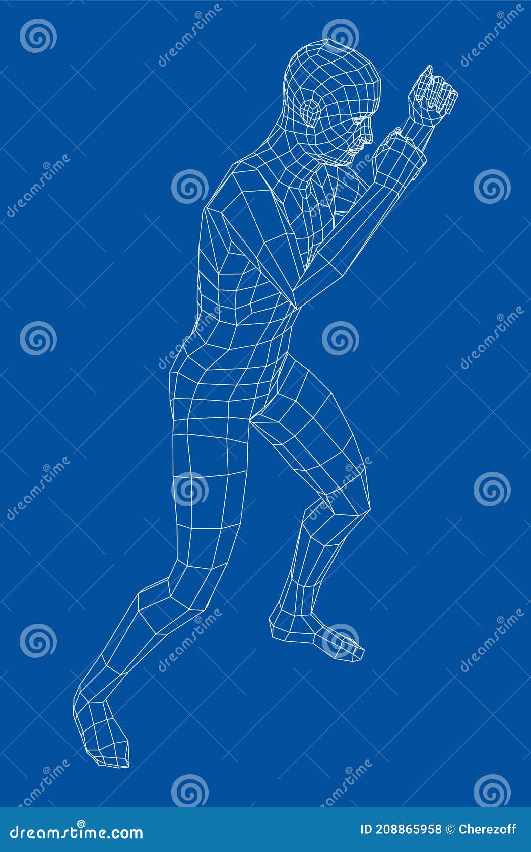Wireframe Boxing Man. Vector Stock Vector - Illustration of pose ...