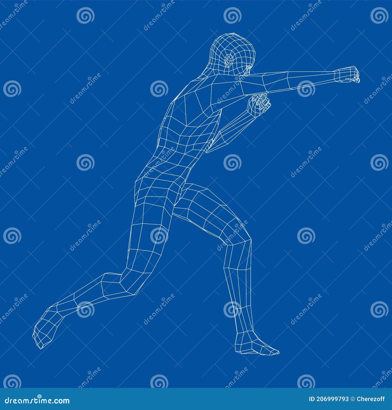 Wireframe Boxing Man. Vector Stock Vector - Illustration of fitness ...