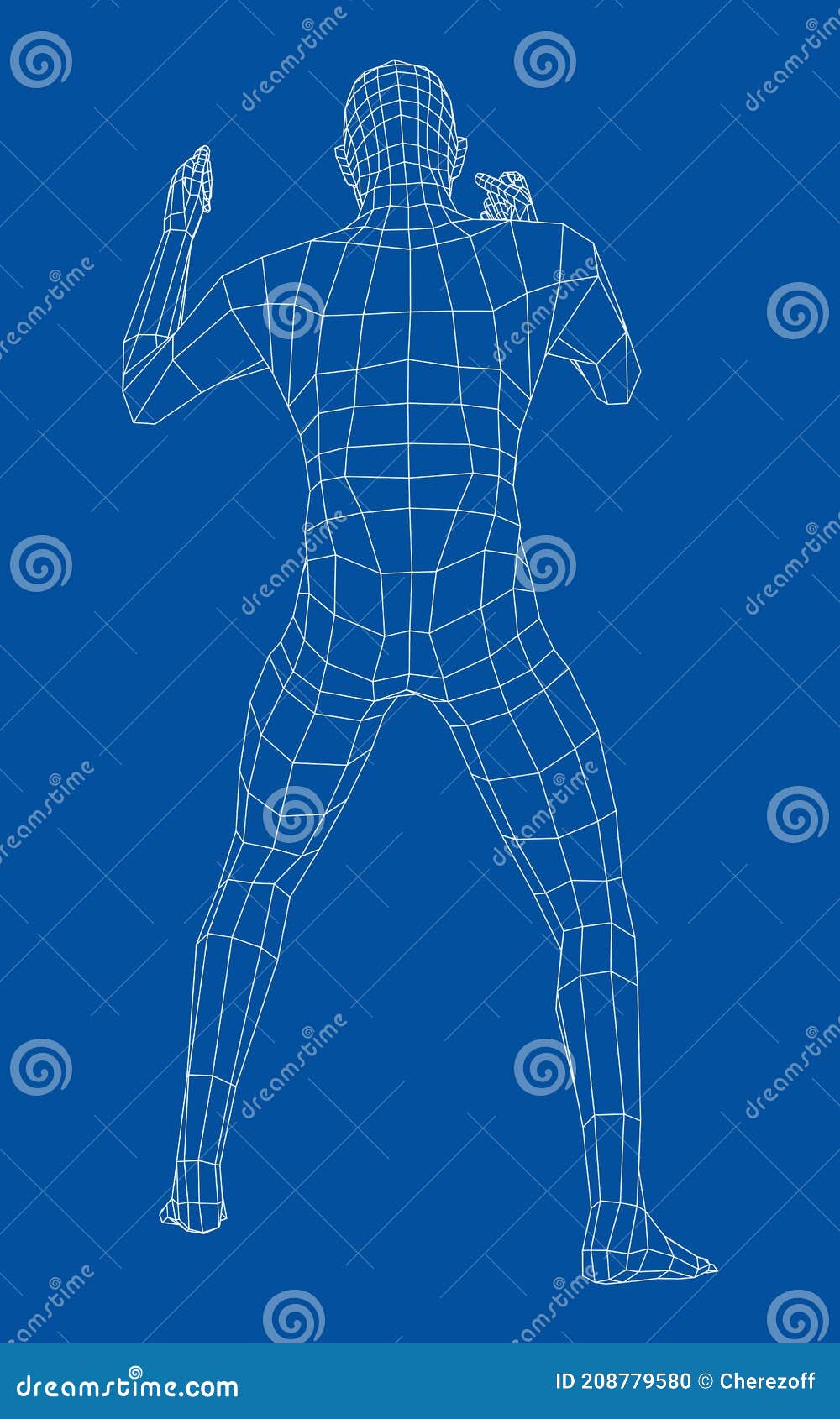 Wireframe Boxing Man. Vector Stock Vector - Illustration of sport ...